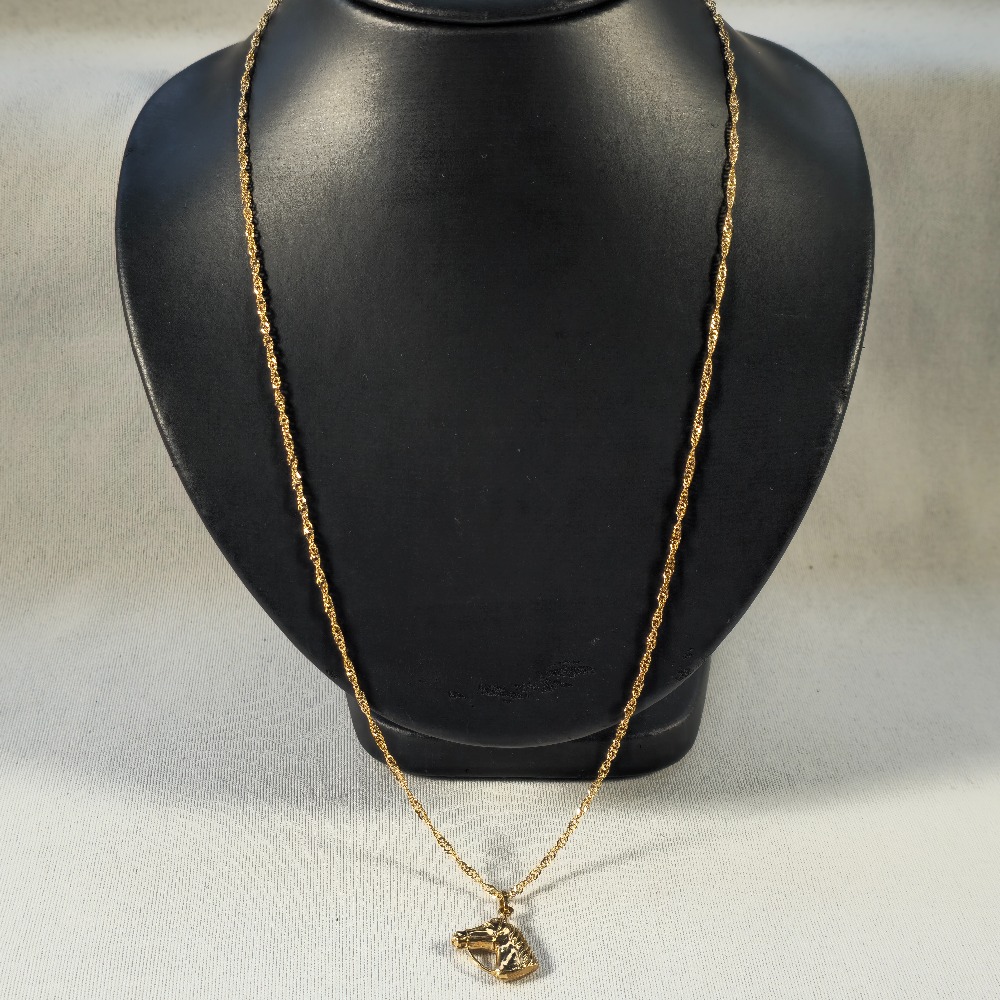 Pre-owned 9ct Gold 20" Ribbon Chain & Horse Head Pendant - Own4Less